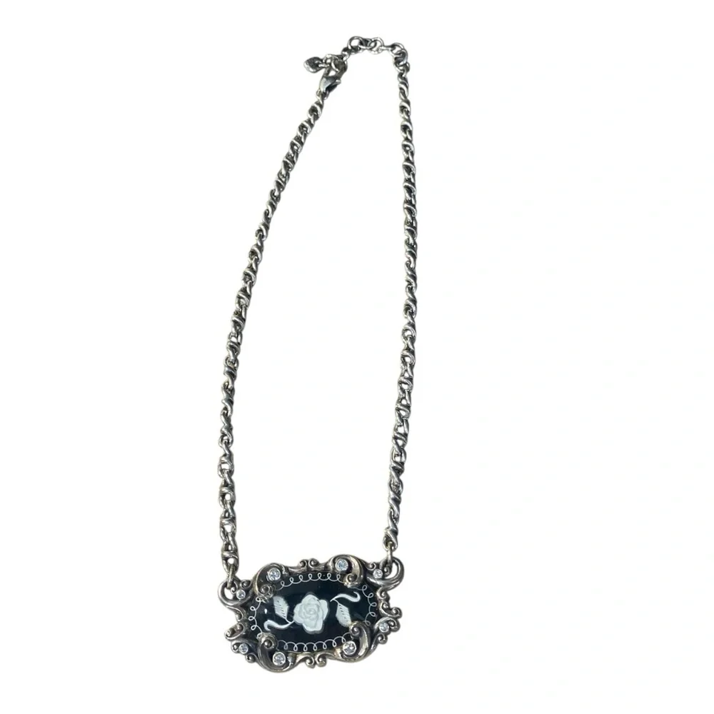Brighton | Jewelry | Brighton Reversible Necklace Silver Tone Black ...